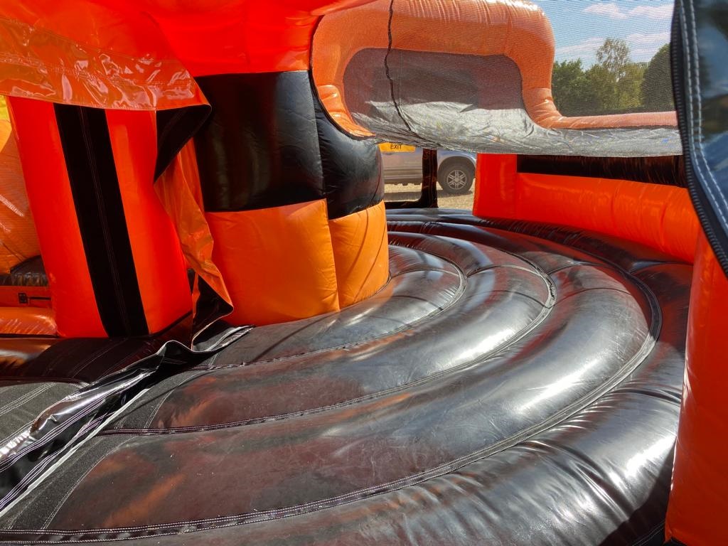 20ft x 120ft Huge Curved orange and black obstacle course - Bouncy ...
